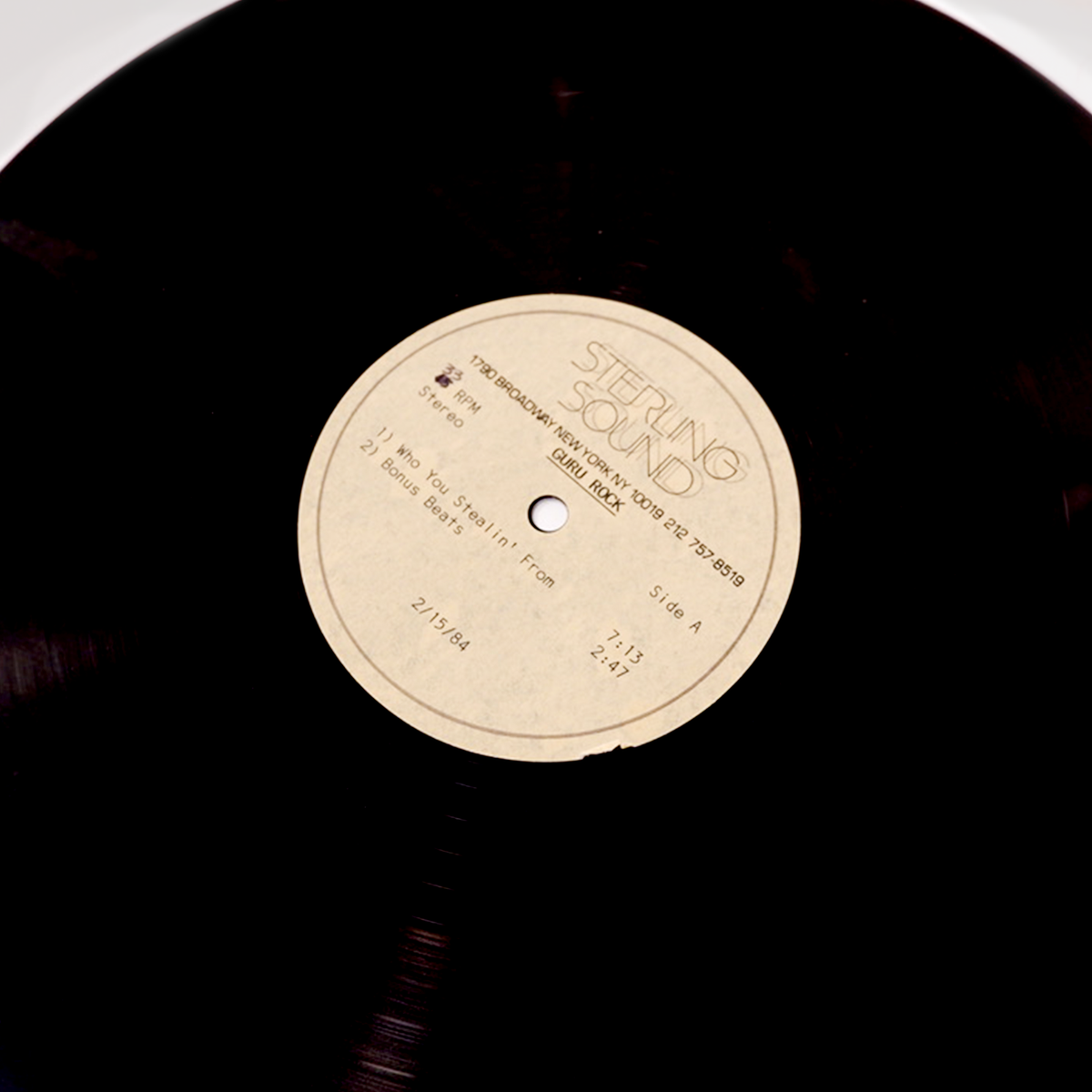 Guru Rock 'Who You Stealing From' 84 (Acetate) – Wax Poetics